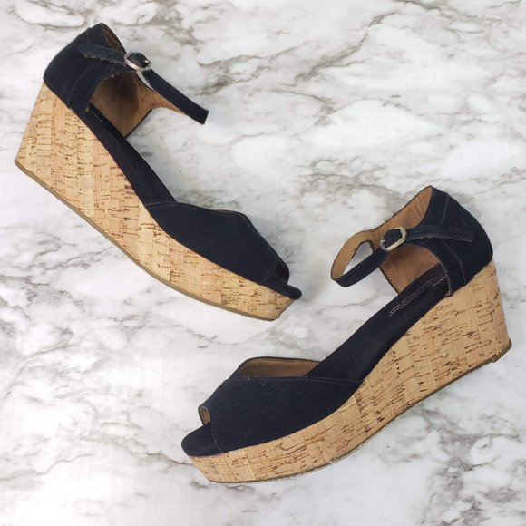 Toms | Shoes | Toms Suede Peep Toe Wedge Platform Sandal | Poshmark